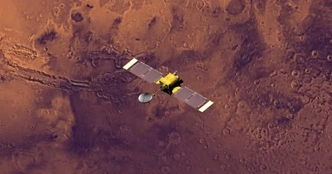 Top view of Surveyor spacecraft above Ma... | Stock Video | Pond5