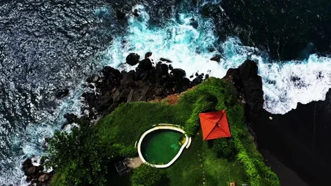 Top view of swimming pool on the cliff e... | Stock Video | Pond5