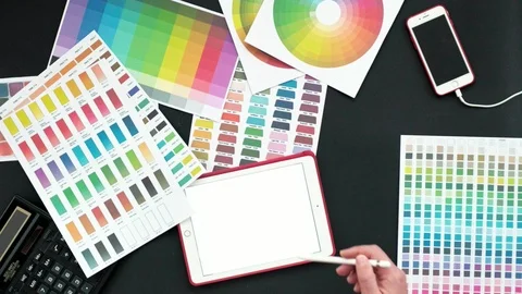 Top view of the table graphic designer, ... | Stock Video | Pond5