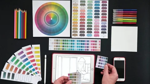 Top view of the table graphic designer, ... | Stock Video | Pond5