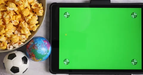 Top view of tablet with green screen dis... | Stock Video | Pond5