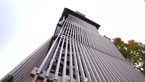 top view of a tall observation tower wit... | Stock Video | Pond5