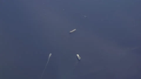 Top View Of Tank Ships And A Speedboat O... | Stock Video | Pond5