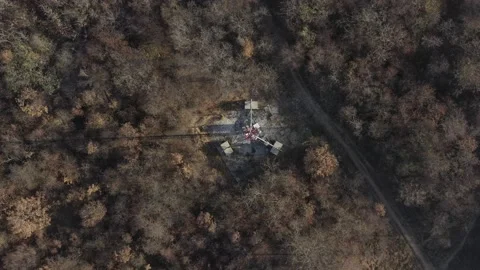 Top view of telecommunication tower 4K a... | Stock Video | Pond5