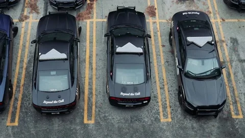 Top view of three black police cars in t... | Stock Video | Pond5