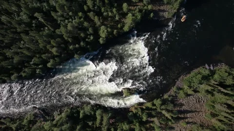 top view of the threshold on the raft ri... | Stock Video | Pond5