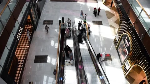 Top view of tourists inside Mall of the ... | Stock Video | Pond5