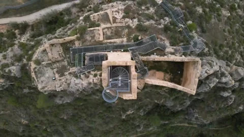 Top view of the tower of the ruined fort... | Stock Video | Pond5