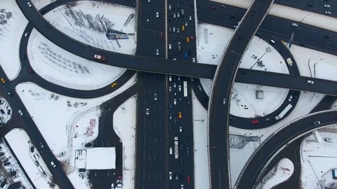 Top view of traffic on elevated freeway ... | Stock Video | Pond5