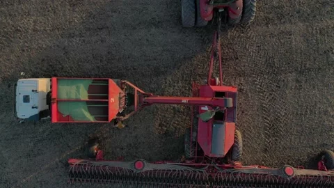 Top view of a truck loading a tractor tr... | Stock Video | Pond5