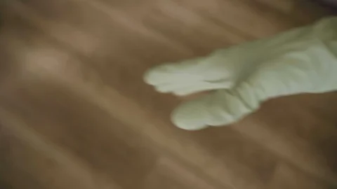 Top view on two hands with latex gloves ... | Stock Video | Pond5