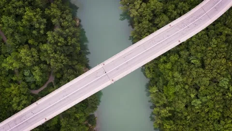 top view viaduct city highway river brid... | Stock Video | Pond5