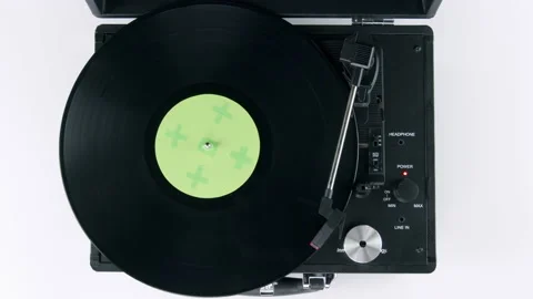 Top view of vinyl on record player white... | Stock Video | Pond5