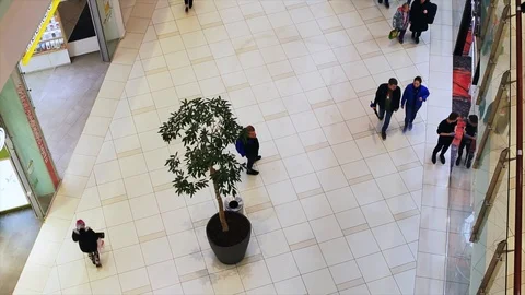 Top view of walking people in large hall... | Stock Video | Pond5