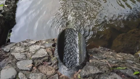 Top view of water flowing from the drain... | Stock Video | Pond5