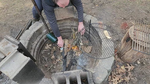 Top view while man using propane torch t... | Stock Video | Pond5