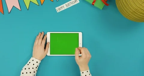 Top view on the white horizontal tablet ... | Stock Video | Pond5