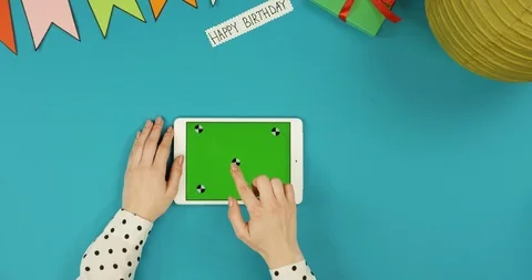 Top view on the white horizontal tablet ... | Stock Video | Pond5