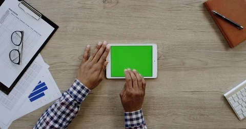 Top view on the white horizontal tablet ... | Stock Video | Pond5