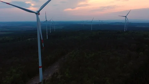 Top view on Wind Turbines - Windfarm Aer... | Stock Video | Pond5