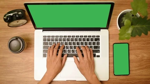 Top view of woman hand using laptop comp... | Stock Video | Pond5