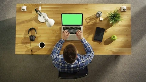 Top View of a Young Creative Man Working... | Stock Video | Pond5