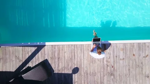 Top view young man enjoy swimming pool u... | Stock Video | Pond5