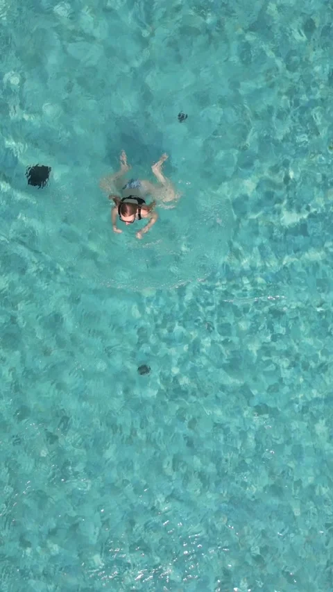 Top view of a young woman swimming in th... | Stock Video | Pond5