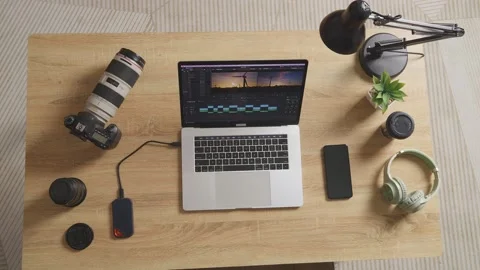 Top View Zoom Out Shot Of A Laptop Showi... | Stock Video | Pond5