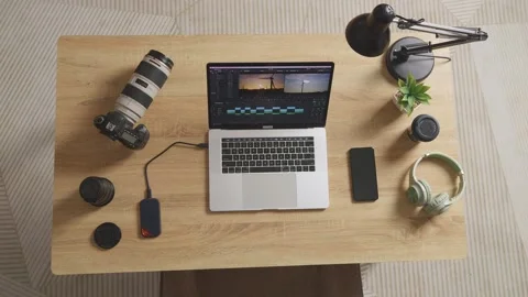 Top View Zoom In Shot Of A Laptop Showin... | Stock Video | Pond5