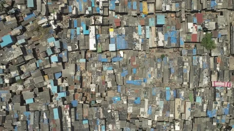 Topdown view of Overpopulated Dharavi Sl... | Stock Video | Pond5