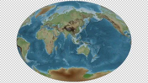 Topografic world map rotated. Fahey. Loo... | Stock Video | Pond5