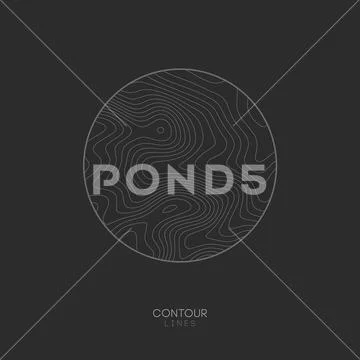 Topographic map circle logo concept on dark background. Topo map ...