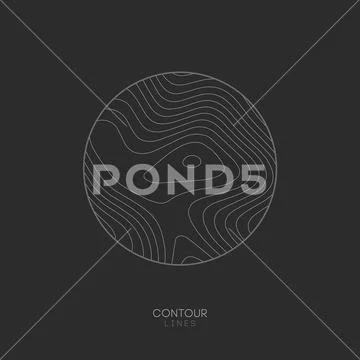 Topographic map circle logo concept on dark background. Topo map ...