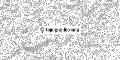 Topographic map with contour lines. Geographic terrain grid, relief height: Graphic #281644153
