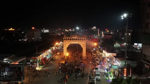 Toran Dwar Night View with Devotees at K... | Stock Video | Pond5