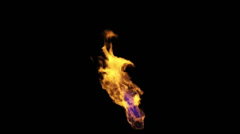 Torch Fire Blown by Wind on Black Isolat... | Stock Video | Pond5