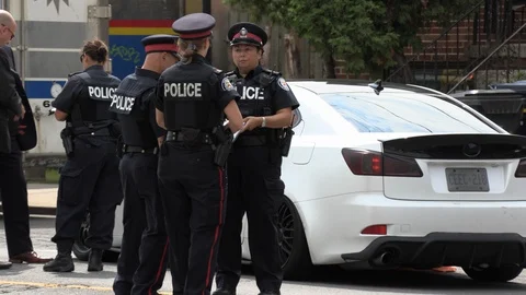 Toronto police at crime scene of drive b... | Stock Video | Pond5