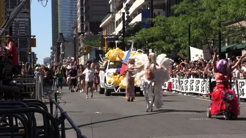 Toronto pride parade with crowds of peop... | Stock Video | Pond5