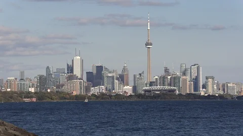 Toronto skyline with office towers and s... | Stock Video | Pond5