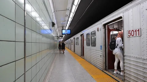 Toronto Subway Train at Platfprm - Metro... | Stock Video | Pond5