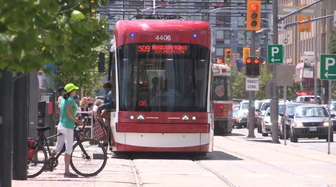 Toronto transit streetcars in downtown | Stock Video | Pond5