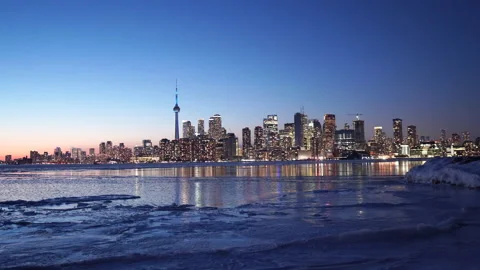 Toronto Winter Skyline With CN Tower In ... | Stock Video | Pond5