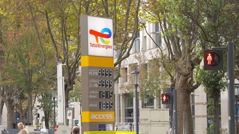 Total Energies gas station with only die... | Stock Video | Pond5