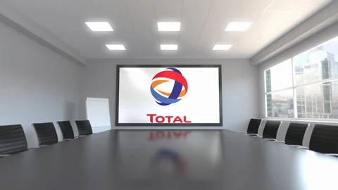 Total S.A. logo on the screen in a meeti... | Stock Video | Pond5