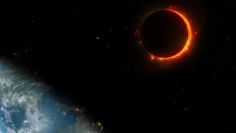 Total solar eclipse seen from Earth's or... | Stock Video | Pond5