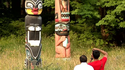 Stanley Park Totem Poles Stock Video Footage | Royalty Free Stanley ...