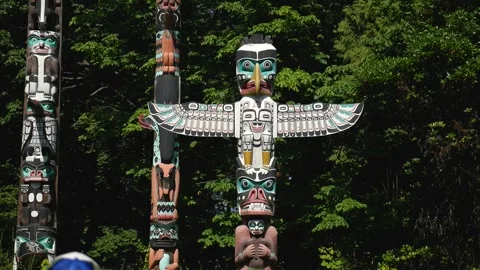 Stanley Park Totem Poles Stock Video Footage | Royalty Free Stanley ...