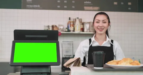 Touch screen cashier machine with blank ... | Stock Video | Pond5