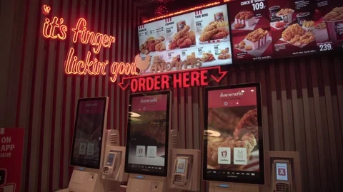 Touch screen ordering system at KFC Digi... | Stock Video | Pond5